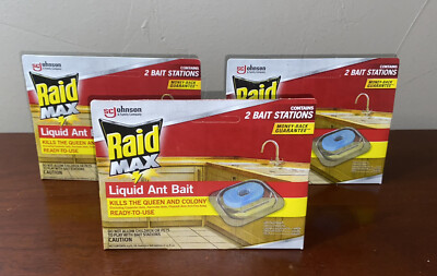 RAID MAX LIQUID ANT BAITS, 3 Boxes = 6 Bait Stations | eBay