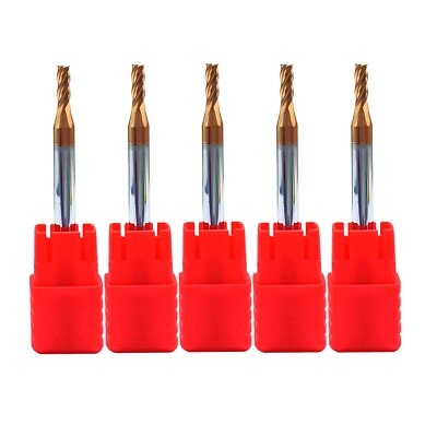 5Pcs 4mm Dia 4mm Shank 50mm Long HRC55 Carbide AlTiN Coated 4 Flute End ...