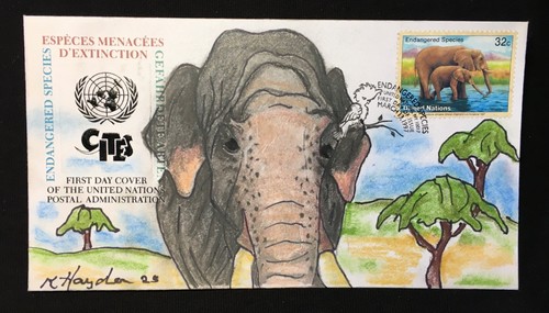 UN Endangered Species, 1997 FDC, Kate Hayden cachet, Asian Elephant | eBay