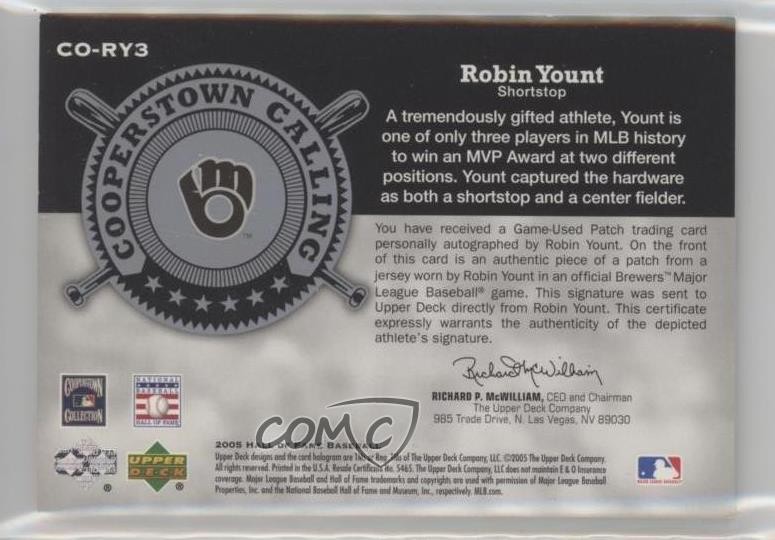 2005 Hall of Fame Cooperstown Calling Silver 4/5 Robin Yount Patch Auto ...