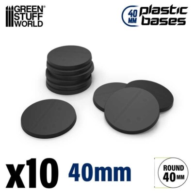 10x Plastic Round Bases 40mm Black - Thickness 3mm Basing Wargames ...