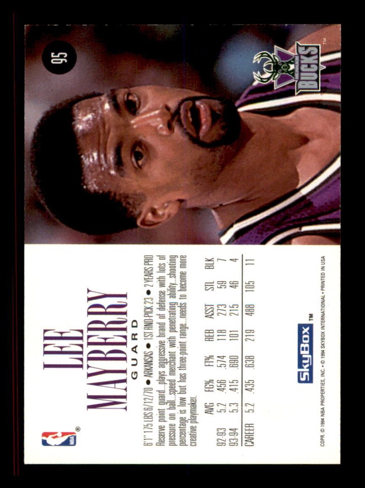 1994 Basketball Skybox Lee Mayberry Milwaukee Bucks #95 | eBay