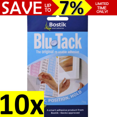 10x Bostik Blu Tack Blutak 75g Removable Adhesive Picture Poster Blue ...