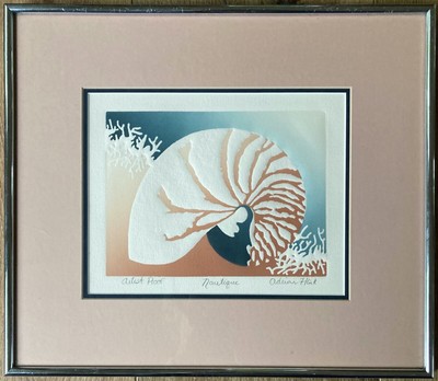 Vintage 80s Adrian Kirk Nautilus Seashell Hand Pulled Intaglio Print | eBay