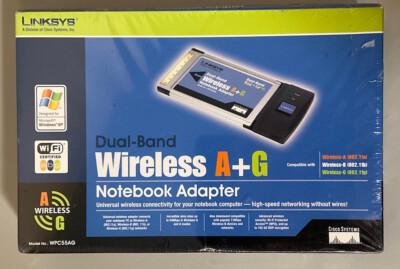 Linksys Dual Band Wireless A + G Notebook Adapter WPC55AG 745883553914 ...