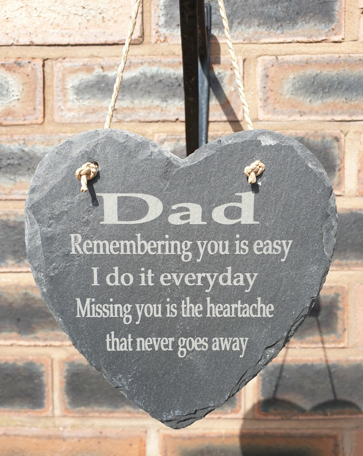 Personalised Dad Heart Slate Fathers Day Gift Grave Memorial Hanging ...
