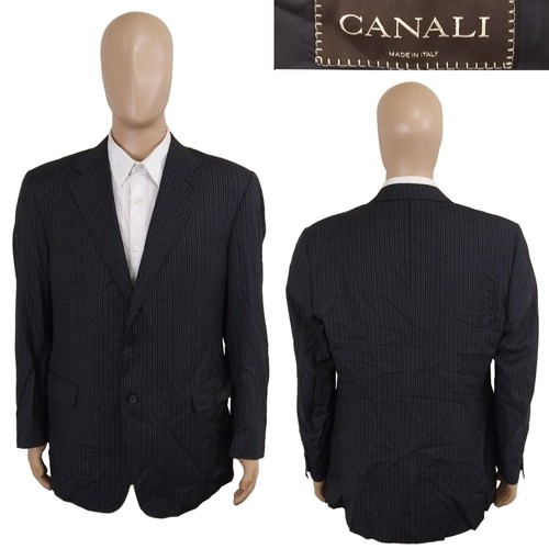Canali 2 Button Navy Blue White Stripe Surgeon Cuff Wool Silk Suit ...