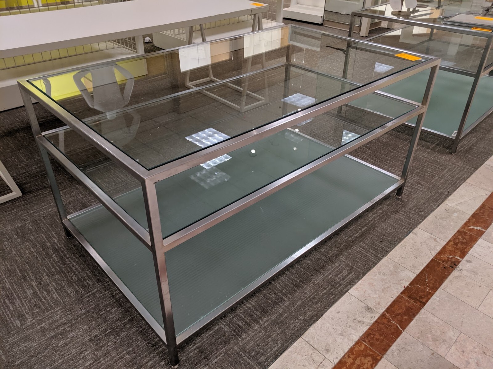 Retail Store Fixture Merchandise Display Glass Table w Shelves 5' x 3 ...