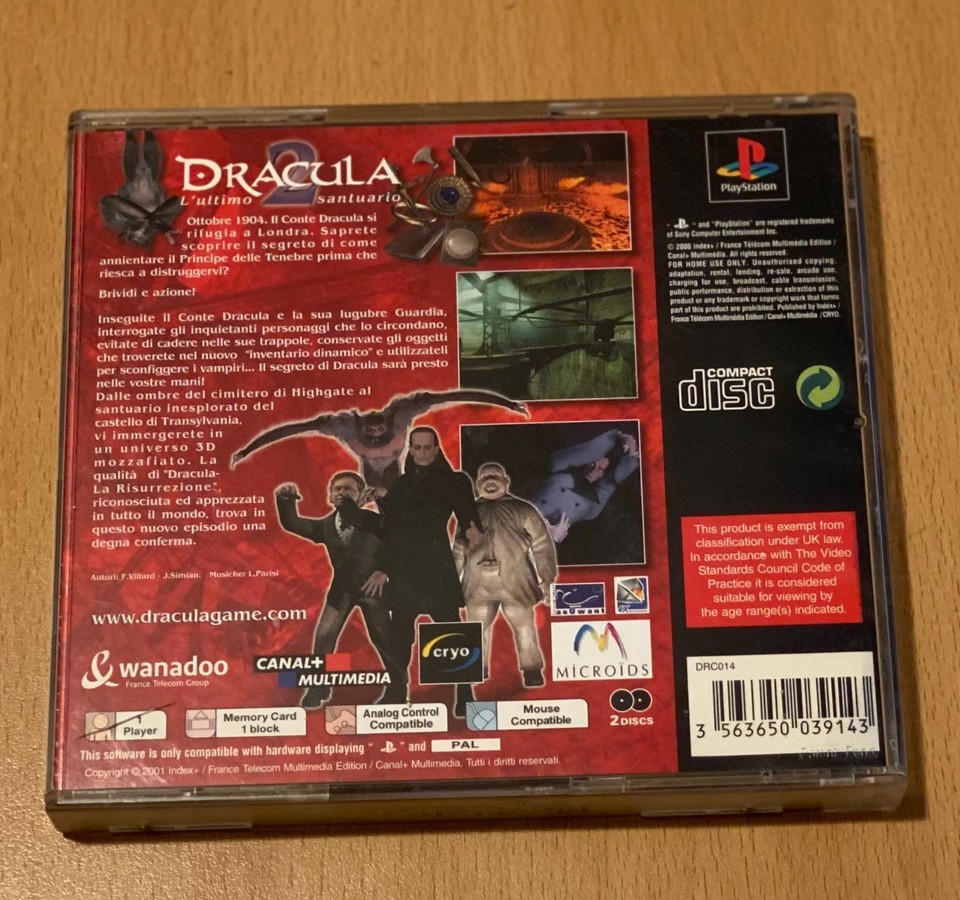 Sony PS1 Dracula 2 – The Last Sanctuary PAL ITA 2 Discs 2001 Wanadoo ...