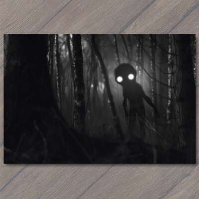 POSTCARD Alien Being Trail Cam Found Weird Scary Eyes Woods Crazy ...
