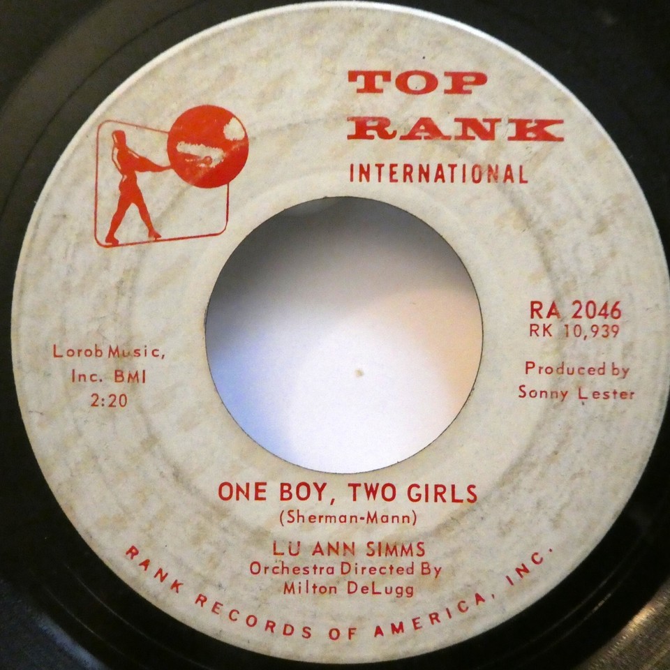 LU ANN SIMMS 45 Mark My Words One Boy Two Girls TOP RANK teen popcorn ...