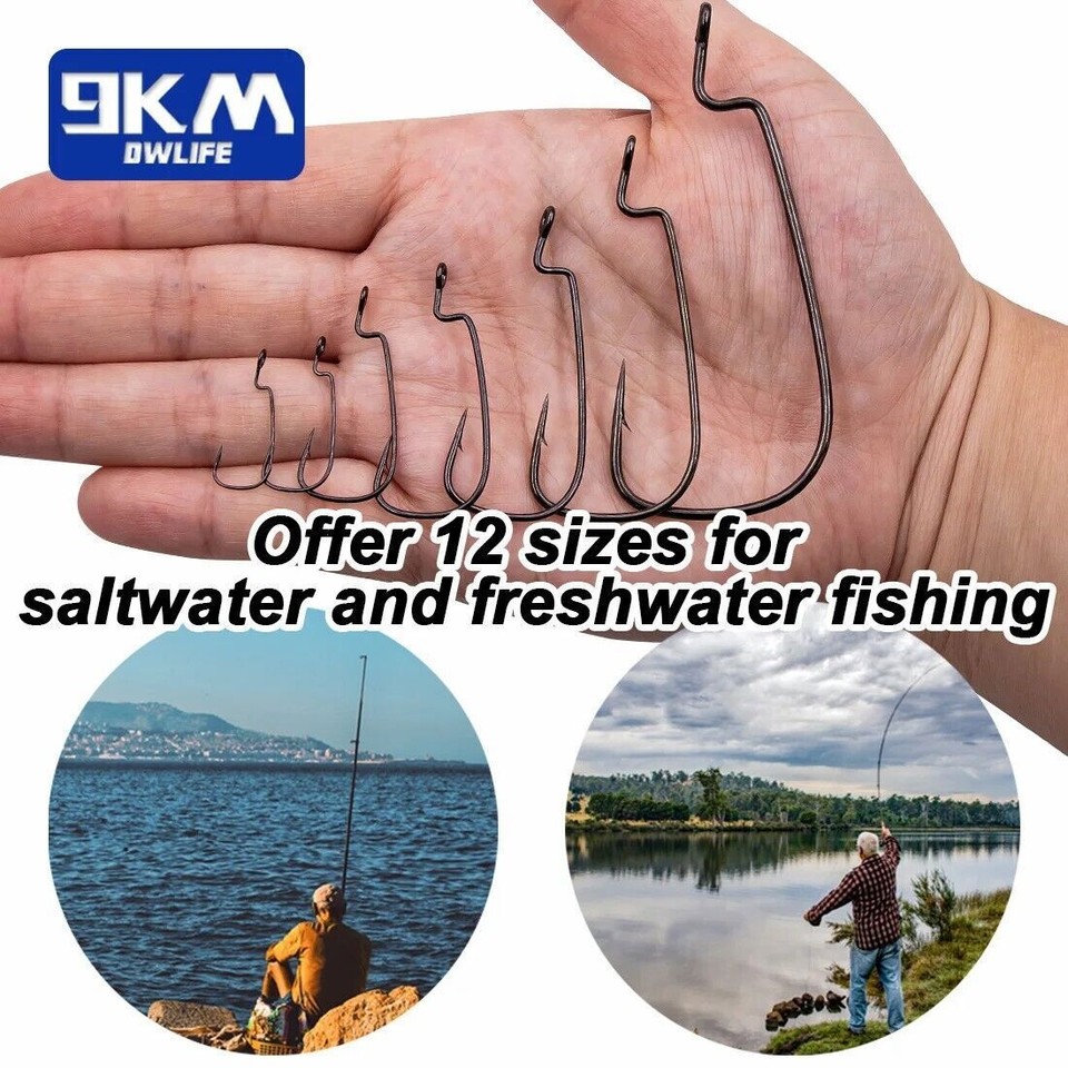 50~200Pcs Ewg Hook Bass Fishing Texas Rig Hook Wide Gap Offset Worm ...