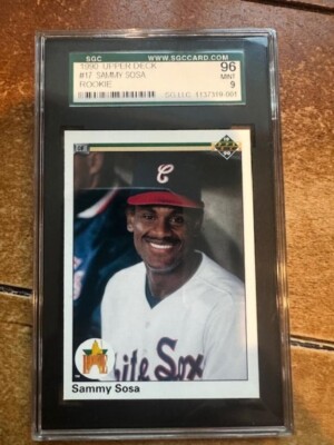 1990 Upper Deck #17 Sammy Sosa Rookie Card ERROR SGC 9 Mint RARE | eBay