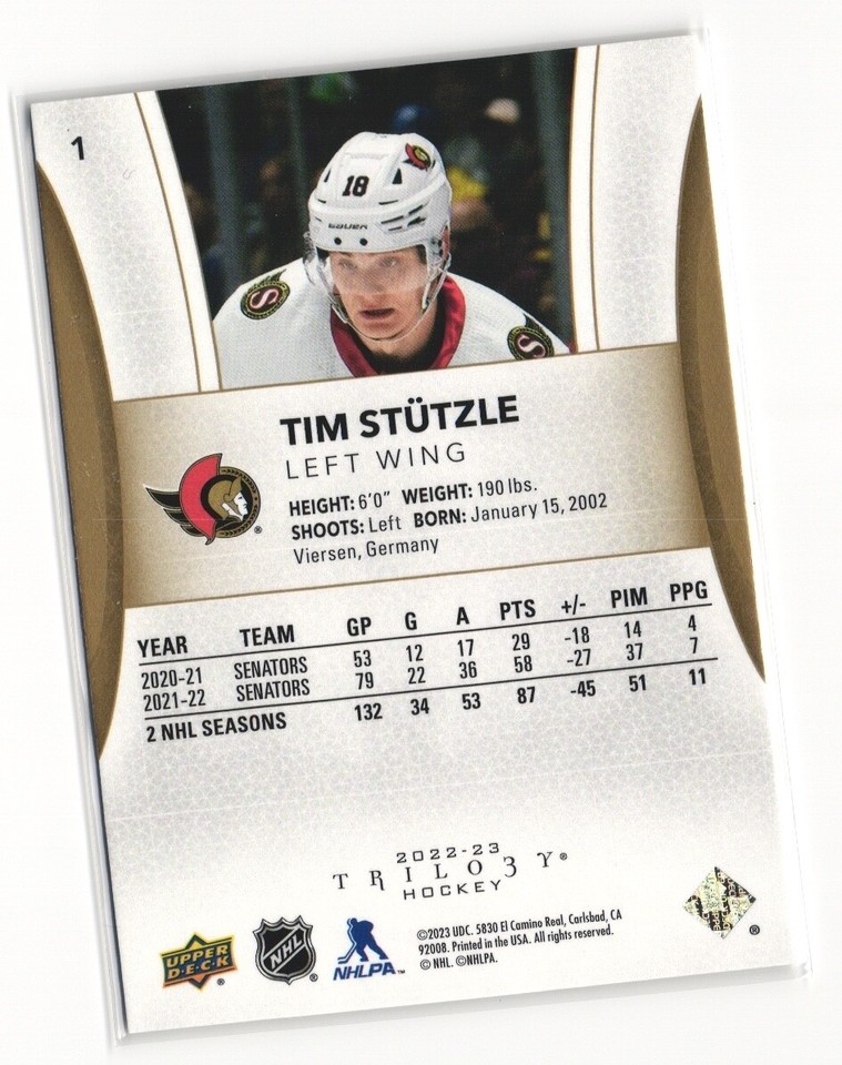 2022-23 Upper Deck Trilogy Base #1 Tim Stutzle - Ottawa Senators | eBay