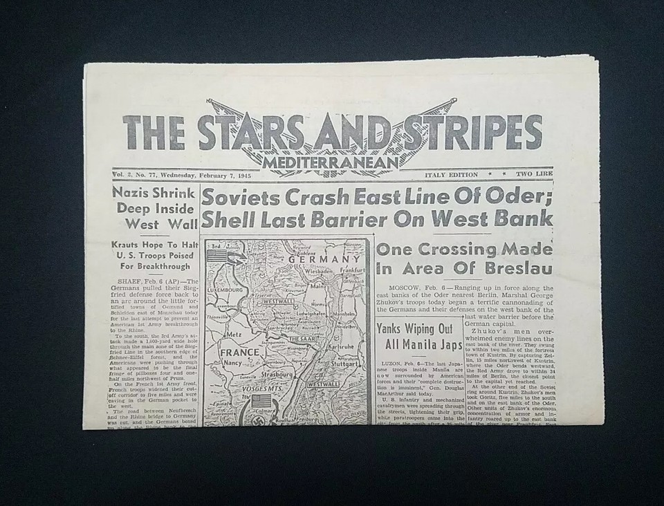 WWII Stars and Stripes Newspaper Feb 7 1945 YALTA CONFERENCE Manila ...