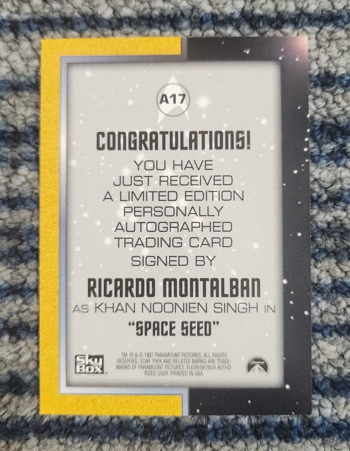 1997 Skybox Star Trek TOS Season 1 Ricardo Montalban as KAHN A17 ...