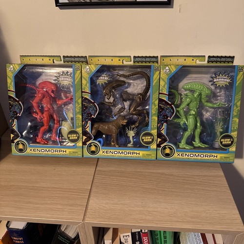 3 Lanard Aliens Xenomorph 7" DRONE RUNNER WARRIOR Figure Glow in the ...