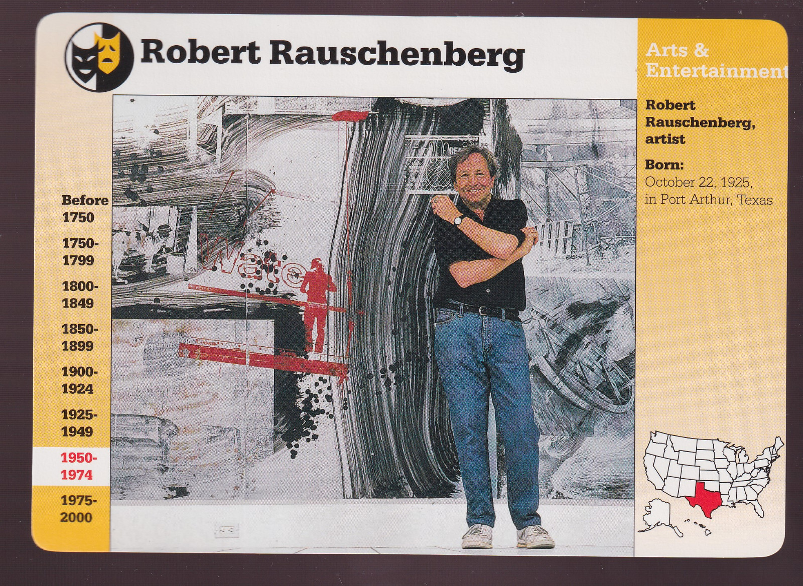 ROBERT RAUSCHENBERG Artist Painter 1998 GROLIER STORY OF AMERICA CARD ...