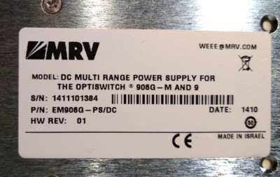 MRV ADVA EM906G-PS/DC Multi Range DC Power Supply - OptiSwitch 906G-M ...