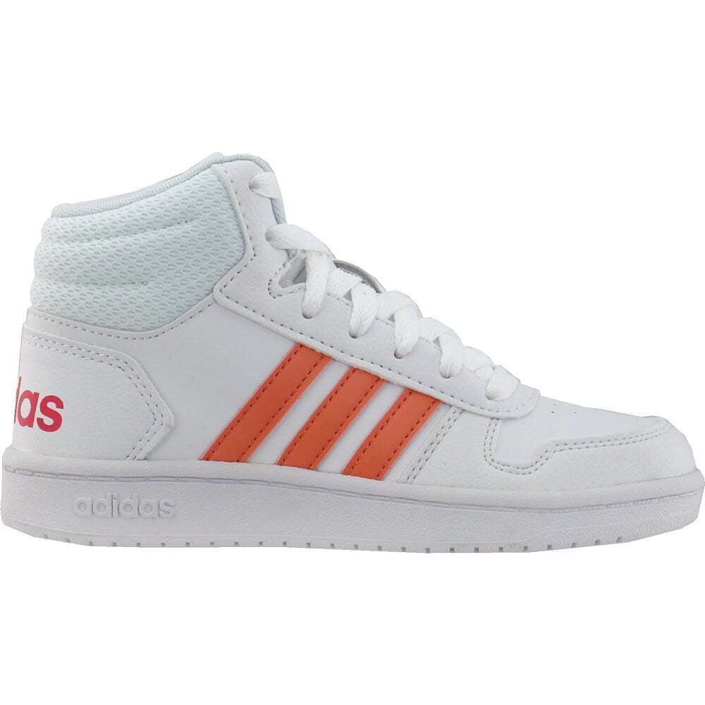 Size 4 (GS) - adidas Hoops 2.0 Mid White for sale online | eBay UK