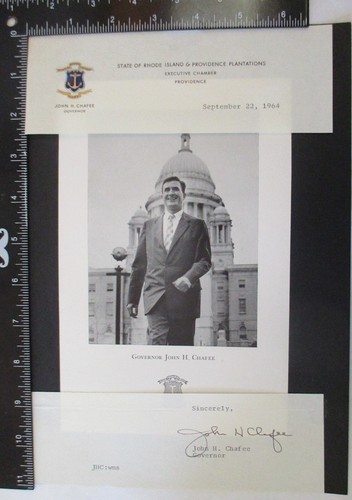 1960s PHOTO & Signed AUTOGRAPH RHODE ISLAND GOVERNOR JOHN. H. CHAFEE ...