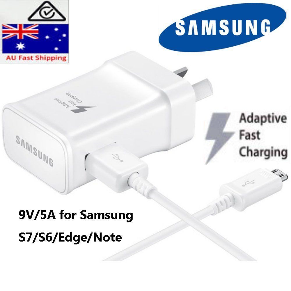 Genuine Samsung Galaxy S6 S7 Fast charge wall charger OR Micro USB data ...