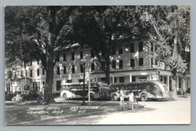 Chicago & Northwestern Stages Bus Station GRINNELL Iowa RPPC Monroe ...