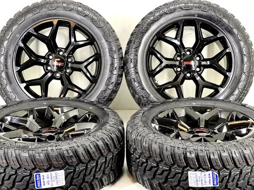 20" SNOWFLAKE WHEELS GLOSS BLACK RIMS 33" MT TIRES CHEVY GMC TAHOE ...