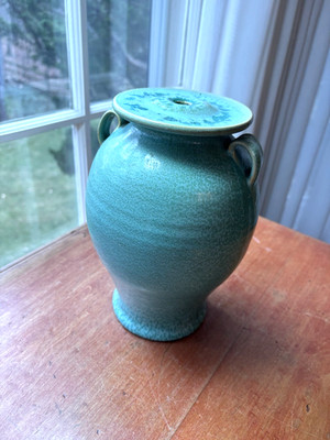 Rare Cole Art Pottery Lamp Base Sanford North Carolina aqua Glaze Vtg 8 ...