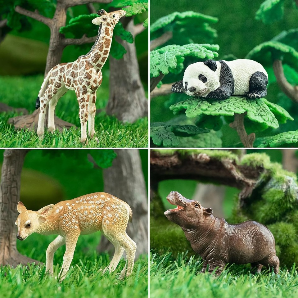 toymany 12PCS Forest Animals Baby Figurines, Realistic Woodland Animals ...
