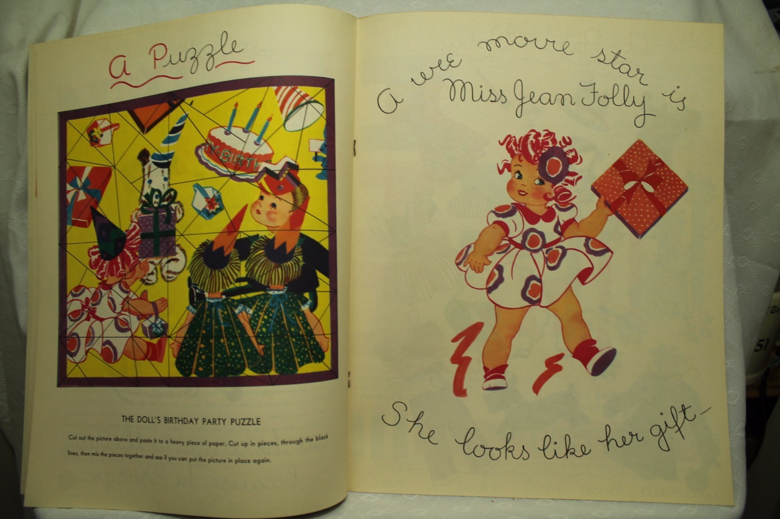 The Doll's Birthday Party vintage old children's book Helen Lamb paper ...