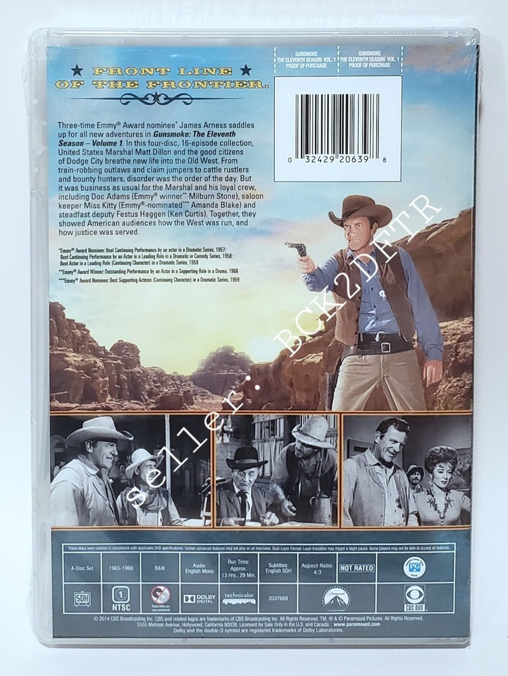 🔥 GUNSMOKE: THE ELEVENTH SEASON VOLUME 1 (1965) 4-Disc DVD Set 2014 NEW ...