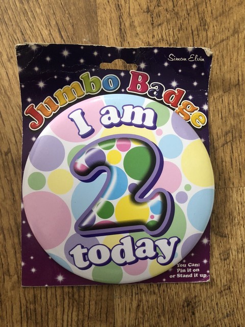 I Am 2 Today 6" Jumbo Pink Holographic 2nd Birthday Badge Girls Age 2 ...