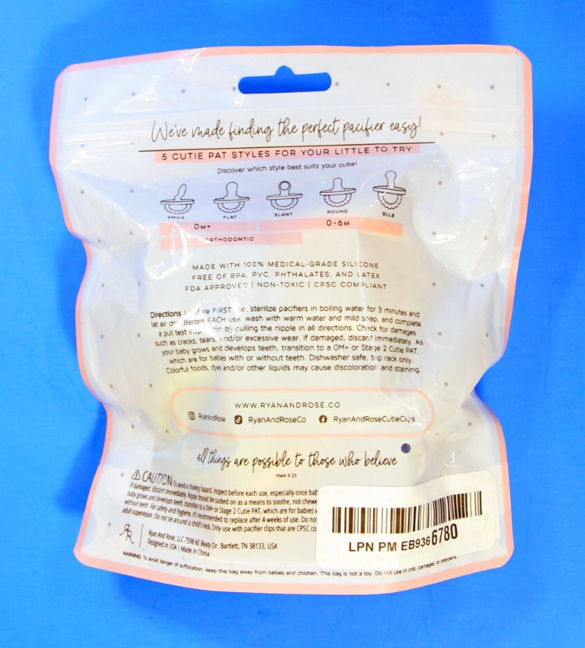 Ryan & Rose Starter Kit 5 Cutie Pat Styles Pacifiers And Teething ...