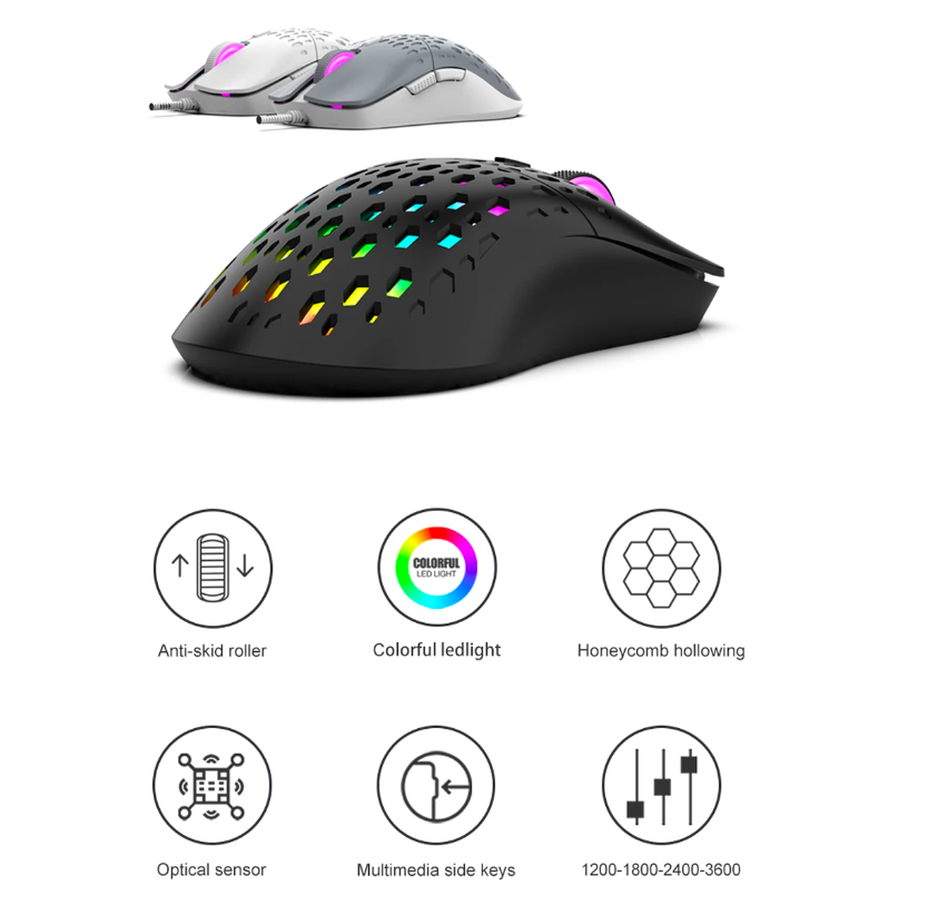 RAIKU G701 Wired 6 Keys Mouse Elite Wired Optical Gaming Mouse Colorful ...