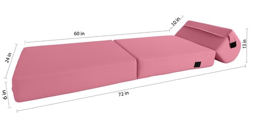 Pink Sleeper Chair Folding Foam Beds, Portable Flip Couch Bed 6 x 24 x ...