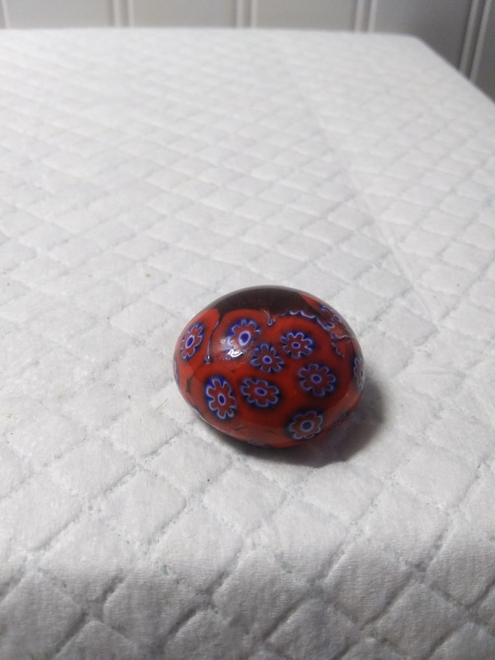 Mini Millefiori Paperweight Miniature Art Glass Red White Blue 1" | eBay