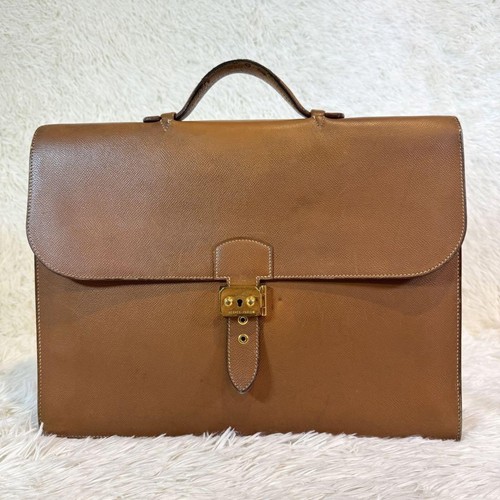 Hermes Sac Adepeche Bag Brown Leather Gold Fittings Used | eBay
