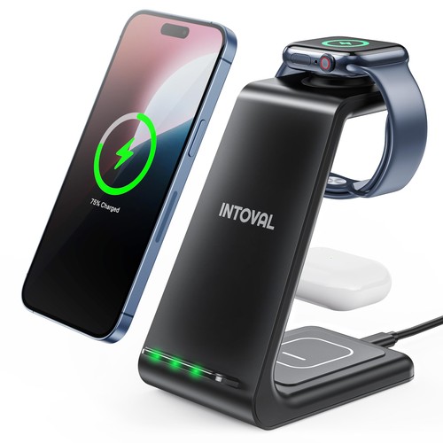 3 in 1 Wireless Charging Station for iPhone and Apple Watch,Fast ...