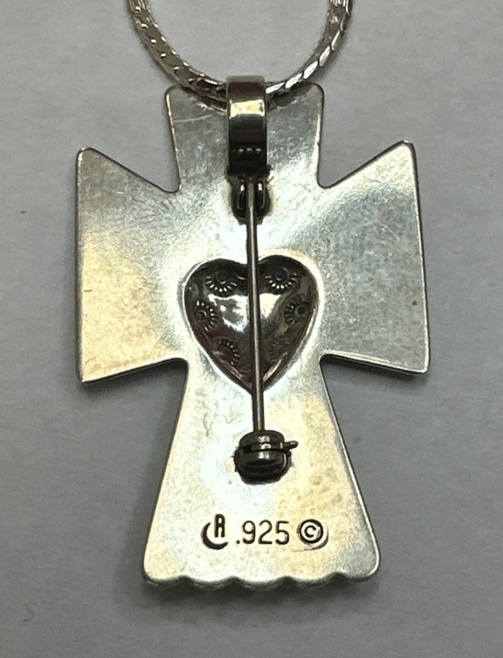 925 Sterling Silver Carolyn Pollack Relios Angel Cross Pendant Necklace ...