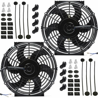 DUAL 10-11" INCH 130 WATT MOTOR 12 VOLT ELECTRIC RADIATOR COOLING FANS ...