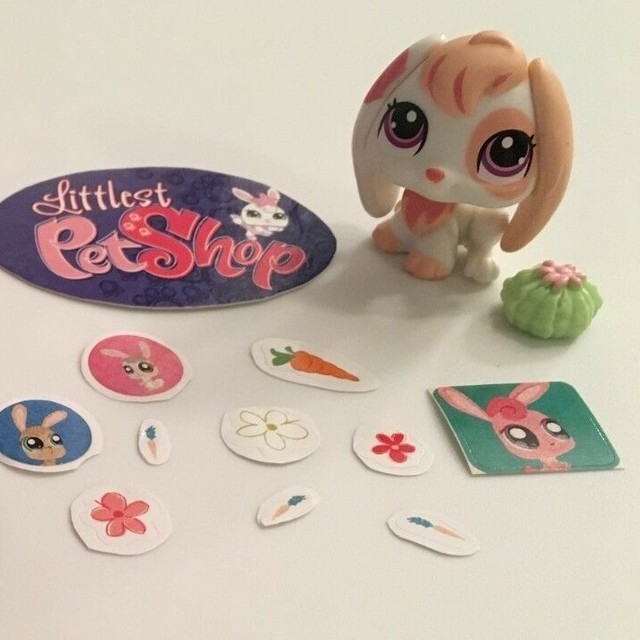 Littlest Pet Shop LPS Authentic Bunny Rabbit Lop Eared Peach White ...