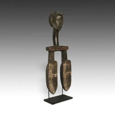 VINTAGE ANTHROPOMORPHIC DOUBLE SPOON DAN CARVED WOOD LIBERIA WEST ...