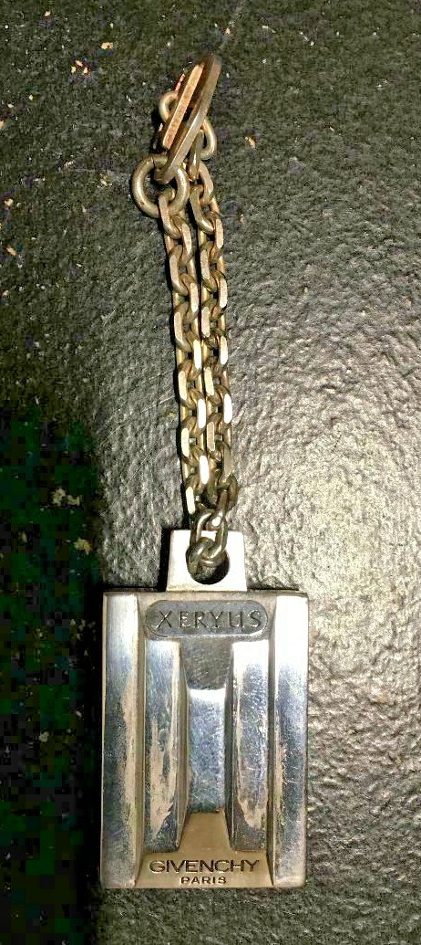 Vintage 80s Givenchy Paris "Xeryus" for Men Silver Plated Scented Key ...