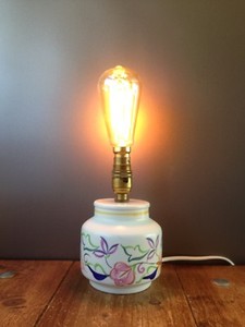 RETRO 50'S 60'S POOLE POTTERY CS K FLORAL BEDSIDE LAMP BASE MID CENTURY ...