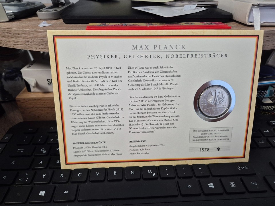 10 EURO SILBERMÜNZE MAX PLANCK IM FOLDER | eBay.de