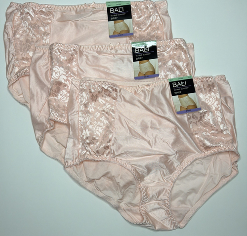 Bali Double Support Brief Panty XL/8 3 PACK DFDBBF Light Pink Silky ...