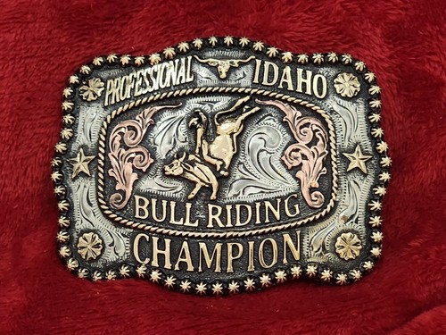 RODEO CHAMPION TROPHY BUCKLE PROFESSIONAL BULL RIDING☆IDAHO☆VINTAGE ...
