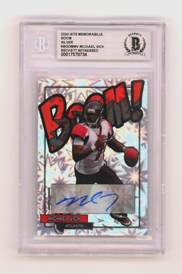 Michael Vick 2024 Hits Memorabilia BOOM Silver Signed BGS BAS Auto ...