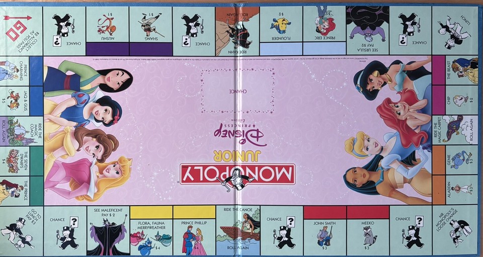 MONOPOLY JUNIOR Disney Princess Edition -Tin Box - Complete (NO Puzzle ...